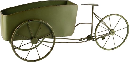 Dekoratief | Plantenhouder bakfiets, groen, metaal, 64x14x25cm ...