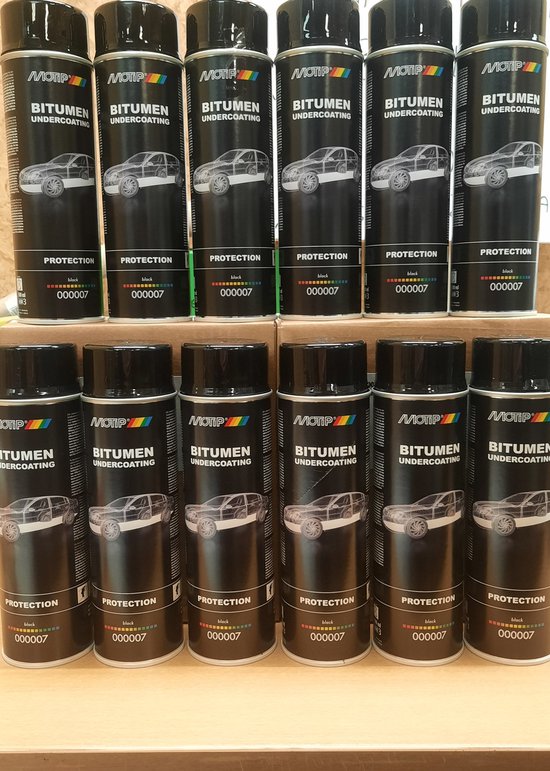 Motip - Bitumen undercoating Zwart - 12 x 500 ml beschermingsmiddel ...