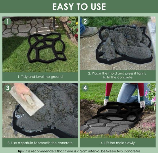 Tuinpad mal Set van 4 - Tuintegel mal - Betonmal - Kunststof tuinmal ...