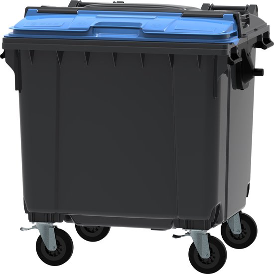 Container 1100 ltr split deksel grijs en blauw | Papiercontainer | bol
