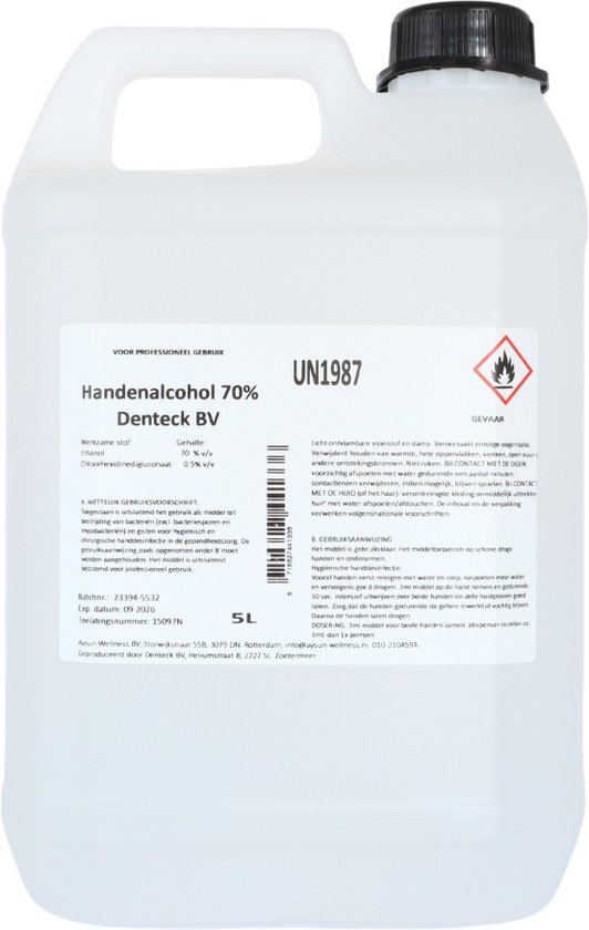 Handalcohol 70% 5ltr. Degros - Transparant - Vloeistof - Uitermate ...