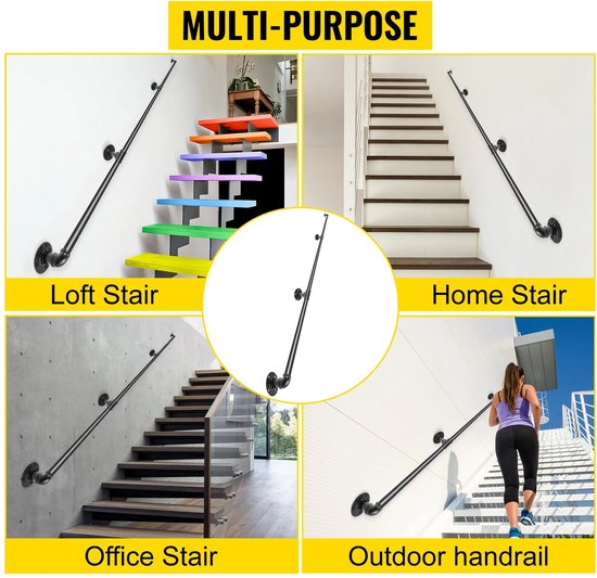 Trapleuning zwart - trapleuning met houders - eenvoudig te bevestigen ...