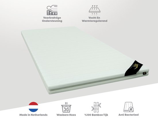 Zen bedding - 160x200 Topper matras - bamboe - 9cm dik - HR5 - Matras ...