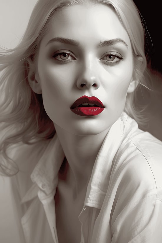 Rode Lippen Poster | Aesthetic Poster | Strak Design | Zwart Wit Poster ...