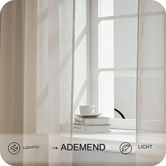 Vitrage Gordijnen - Vitrages - 160X140 - Beige - 2 stuk | bol
