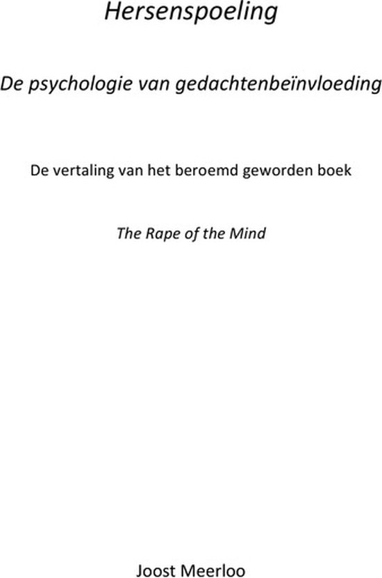 Hersenspoeling | 9789083292991 | Joost Meerloo | Boeken | bol