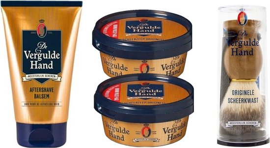 Vergulde Hand Pakket - After Shave Balsem & 2 x Scheerzeep & Originele ...