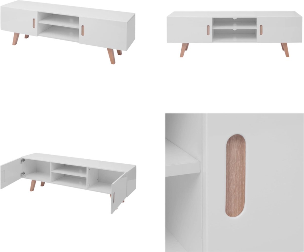 vidaXL Tv-meubel 150x35x48-5 cm MDF hoogglans wit - Tv Meubel - Tv ...