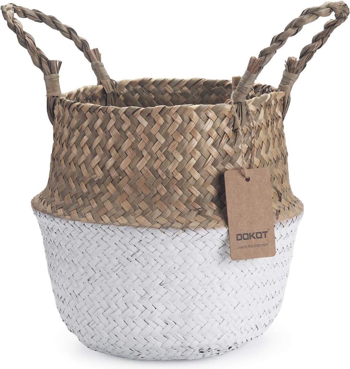 Zeegras, mand, bloempot, natuurmand, geweven, wasmand met handvat voor ...