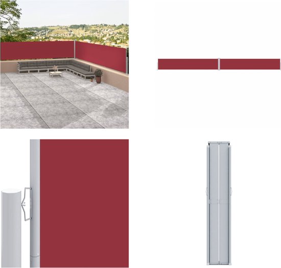 vidaXL Windscherm uittrekbaar 117x1200 cm rood - Scherm - Schermen ...
