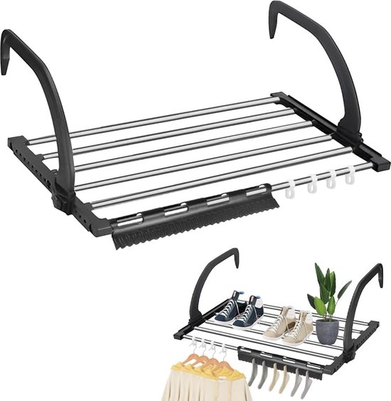 Balkonwasdroger, roestvrij staal, 59 cm, balkondroger, inklapbaar ...