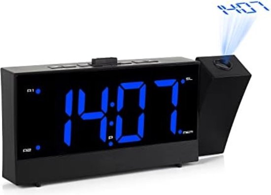 Wekkerradio met Projectie - Digitale Wekker - Digitale Klok - Zwart | bol