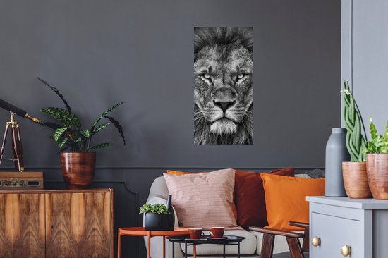 Muurstickers - Sticker Folie - Dieren - Leeuw - Zwart - Wit - Portret - 40x80 cm -... | bol