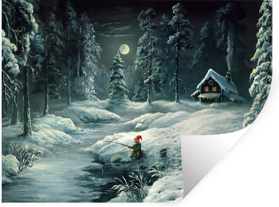 Muurstickers - Sticker Folie - Olieverf schilderij van een kabouter in ...