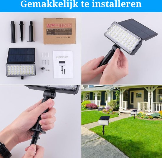 Solar Tuinverlichting - Set van 4 Waterdichte Zonnelampen met 36 LED's ...