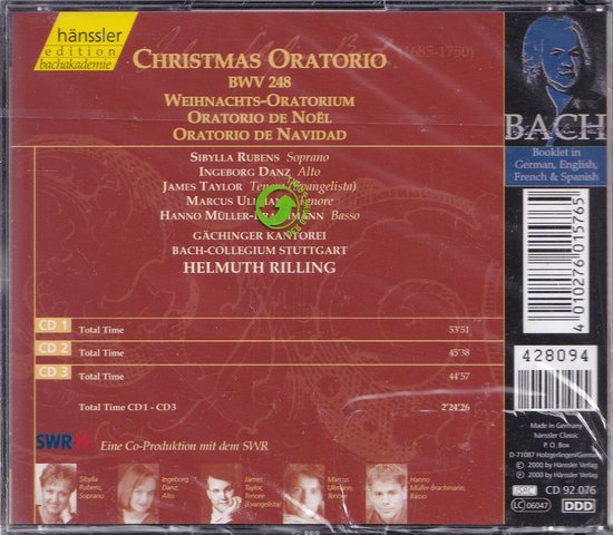 Gächinger Kantorei, Bach-Collegium Stuttgart, Helmuth Rilling - J.S ...