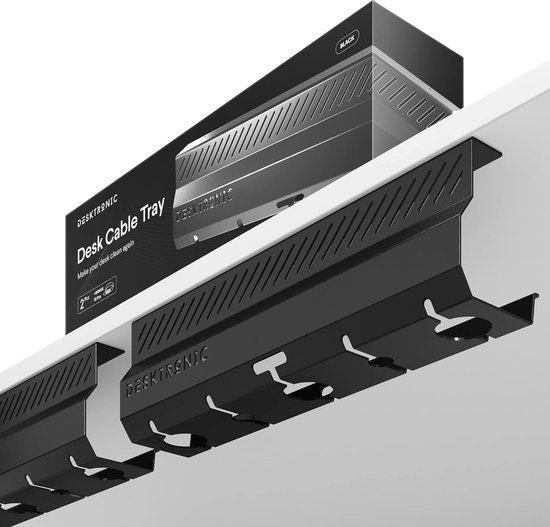 Kabelgoot bureau zwart set van 2 - roestvrij staal kabelmanagement ...