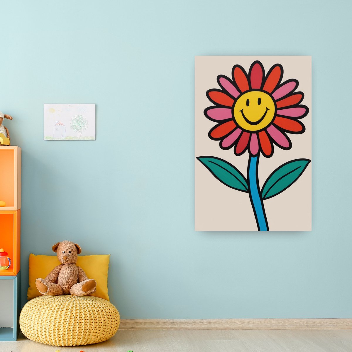 Bloem met smiley poster - Bloemen poster - Posters bloem - Vintage ...