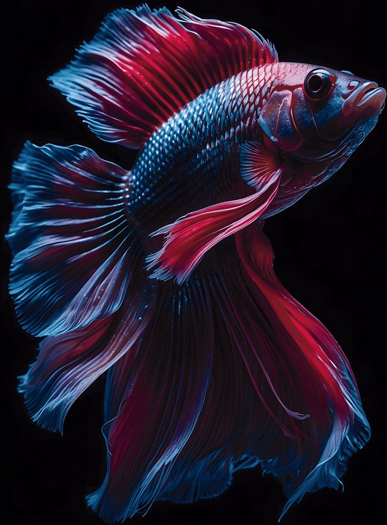 Betta Splendens Poster | Betta Rood | Siamese Kempvis Poster ...