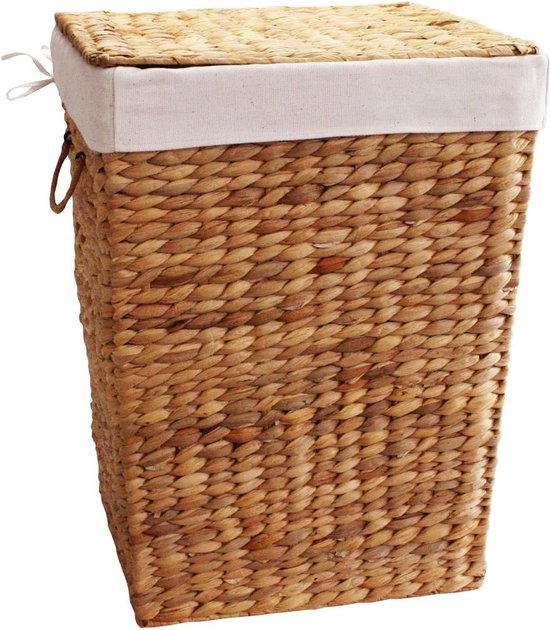 Set van 2 wasmanden gemaakt van gevlochten waterhyacint - kleur: natuur ...