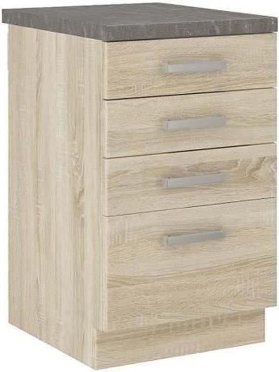 Lage kast met 4 lades en werkblad - Sonoma eiken afwerking - L 40 x D ...