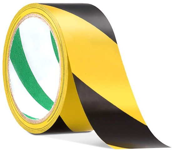 Veiligheidstape voor waarschuwing van gevaar - 48 mm x 20 m - zwart en ...