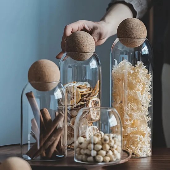 Grote transparante glazen bewaar potten Set van 3 Stuks | bol