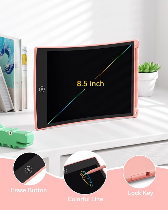 ToyTopia LCD Tekentablet 8.5 inch - Kinderen - Pen & wis-knop - Zwart | bol