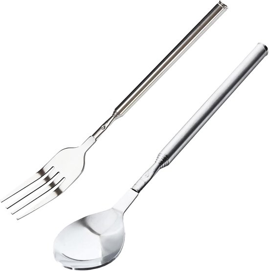 Telescopische vork En Lepel Van Roestvrij Staal - Tafelvork - Voor BBQ ...
