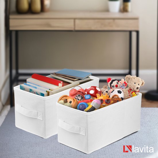 LAVITA® Opbergmand Textiel - 15x31x15 Wit 6 Stuks - Opbergbox Kast ...