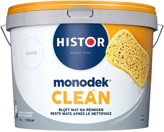 Histor Monodek Clean Muurverf Mat - 2.5L - RAL 9010 | Zuiver Wit | bol
