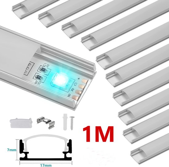 Aluminium ledstrip opbouw profiel 10 x 1m – LED aluminium profiel ...