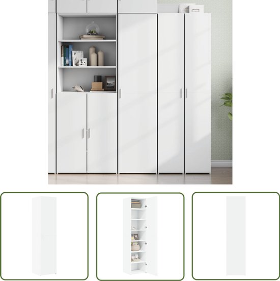 vidaXL Witte Kast - Hoge Kast - Hoge kast 45x42,5x185 cm bewerkt hout ...