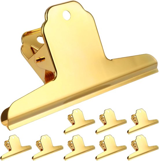 Gold metal bulldog paper clips - kleine bulldog hinge clips - gouden ...