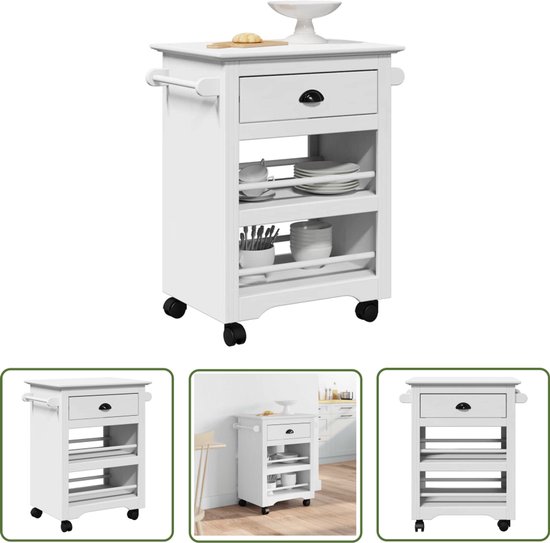 vidaXL Keukenkast - Keuken Trolley - Keukentrolley BODO 67,5x45x80 cm ...