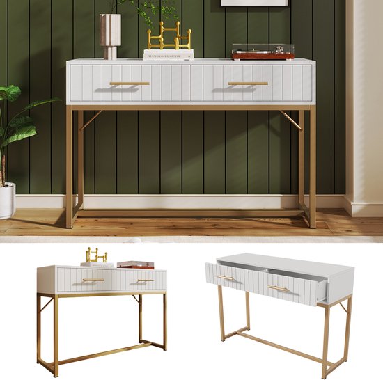 wandtafel met lades - haltafel met lades -wandtafel sidetable - wandtafel wit - 100*45cm | bol