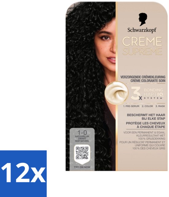 Schwarzkopf - Haarkleuring - Creme Supreme 1-0 - Natuurlijk Zwart - 245g -... | bol