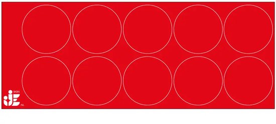 Ronde rode sticker - 5 cm - 10 stuks per vel | bol