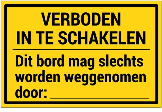 Verboden in te schakelen slechts weggenomen bord - Sign Again - 45 x 30 ...