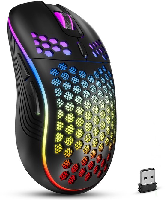 Pro Draadloze Gaming Muis - RGB - 1600 DPI - USB Oplaadbaar ...