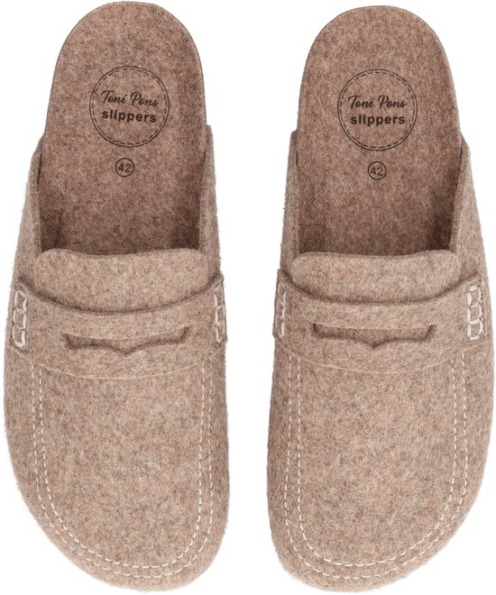 Toni Pons - Genis Heren Pantoffels Gerecycled Vilt Taupe - Maat 41 | bol