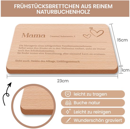 Cadeaus voor mama, ontbijtbord mama, snackbord met gravure als cadeau ...