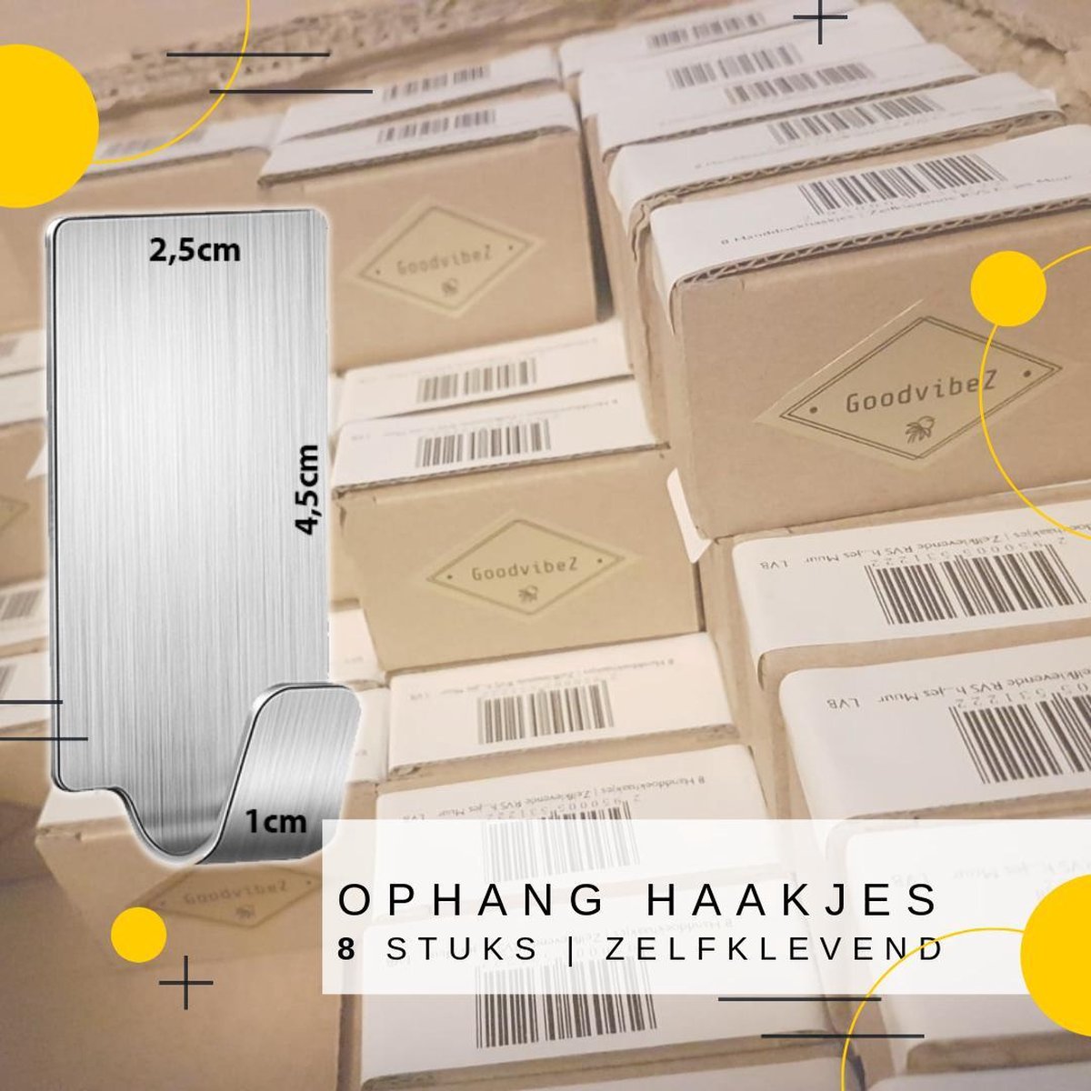 8 Badkamer Handdoekhaakjes / Keukenhaakjes | Zelfklevende RVS muur ...