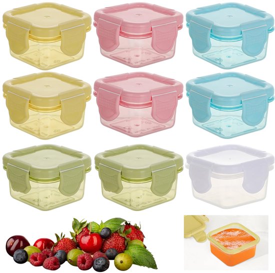 Hisdricus 9-pack kleine plastic bakjes met deksel, 60 ml kleine ...