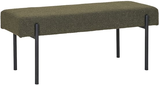 Boucle bankje Liv - Groen polyester met metalen poten - 100x36x42.5 cm ...