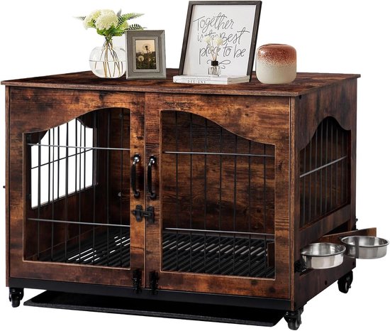 Moderne houten hondenbench voor kleine en middelgrote honden met 360 ...