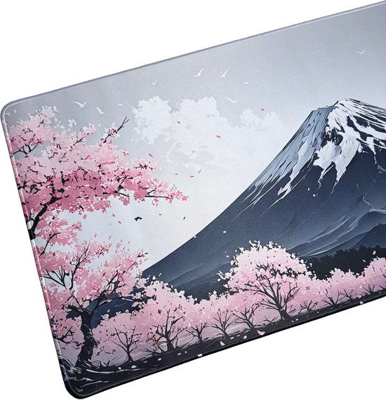 Muismat xxl - Fuji Blossom Roze - Gaming - 900 x 400 x 3 mm - Antislip ...