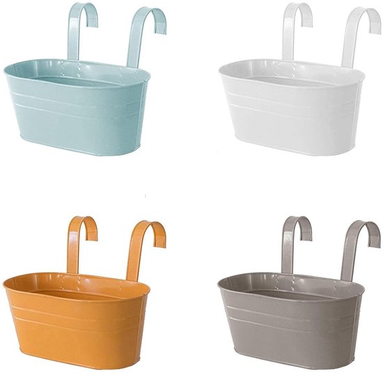 4 Stuks Metalen Hangende Plantenpotten - Ideaal voor Balkon en Tuin | bol