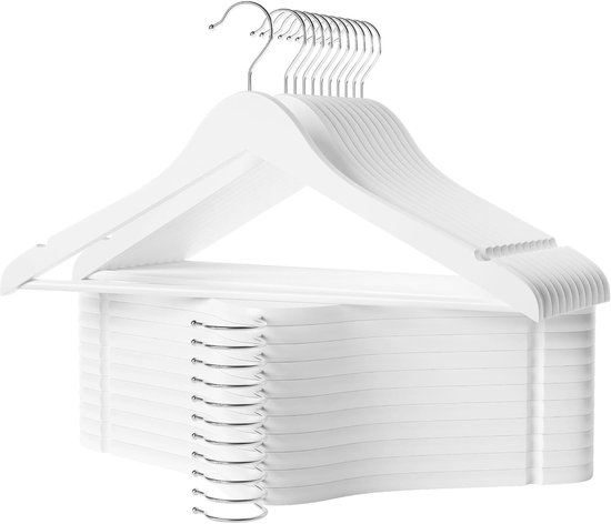 Witte Houten Hangers - Perfect voor Kleding - Verpakking van 20 Stuks ...