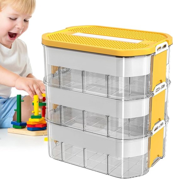3 niveaus opbergdoos speelgoedkist kinderopbergdoos met deksel ...